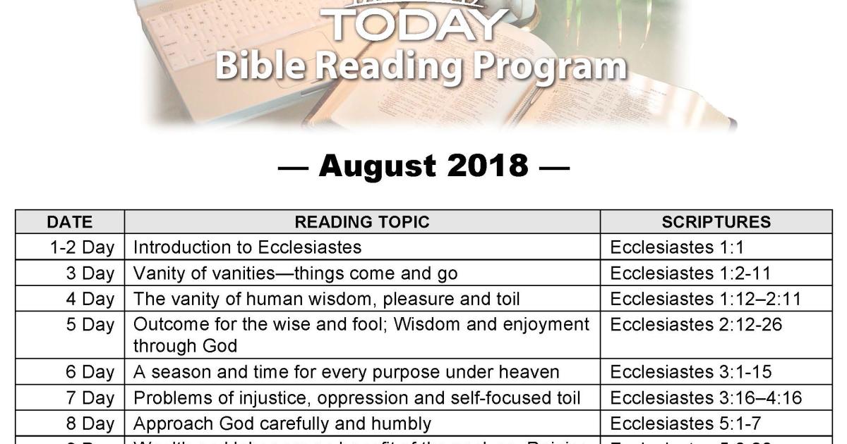 Bible Reading Program | United Church of God
